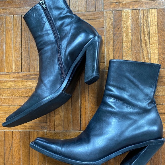 Ann Demeulemeester | Shoes | Ann Demeulemeester Black Leather Slant ...